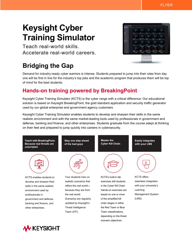 Keysight Cyber Training Simulator PDF Asset Page | Keysight